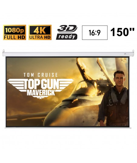 Visualax Electric Motorised 4K 150" Home Cinema Projector Screen with ...