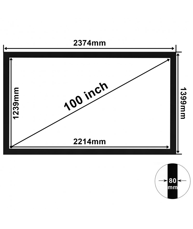 Visualax 100" Fixed Frame Reference Projector Screen 16:9