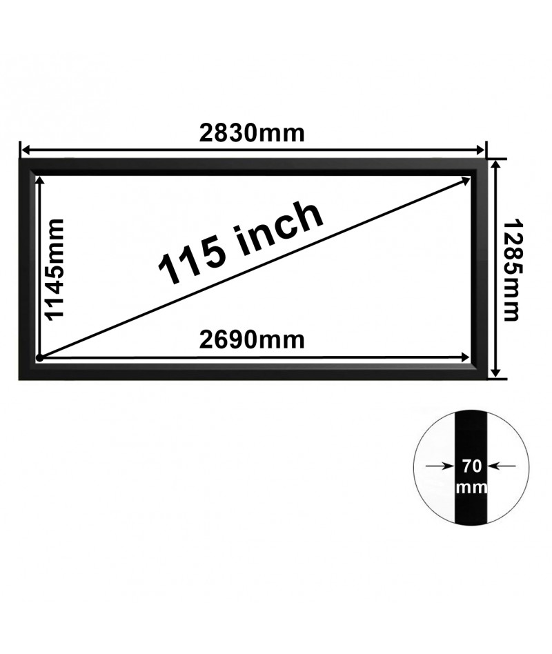 Visualax 115" Fixed Frame CinemaScope White Projector Screen 2.35:1