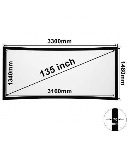Visualax 135" Fixed Frame CinemaScope Acoustic Transparent Curved ...
