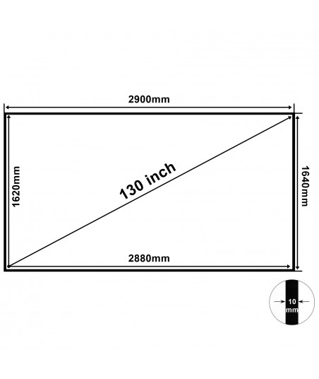 Visualax 130" Fixed Frame Zero Edge Grey Projector Screen 16:9