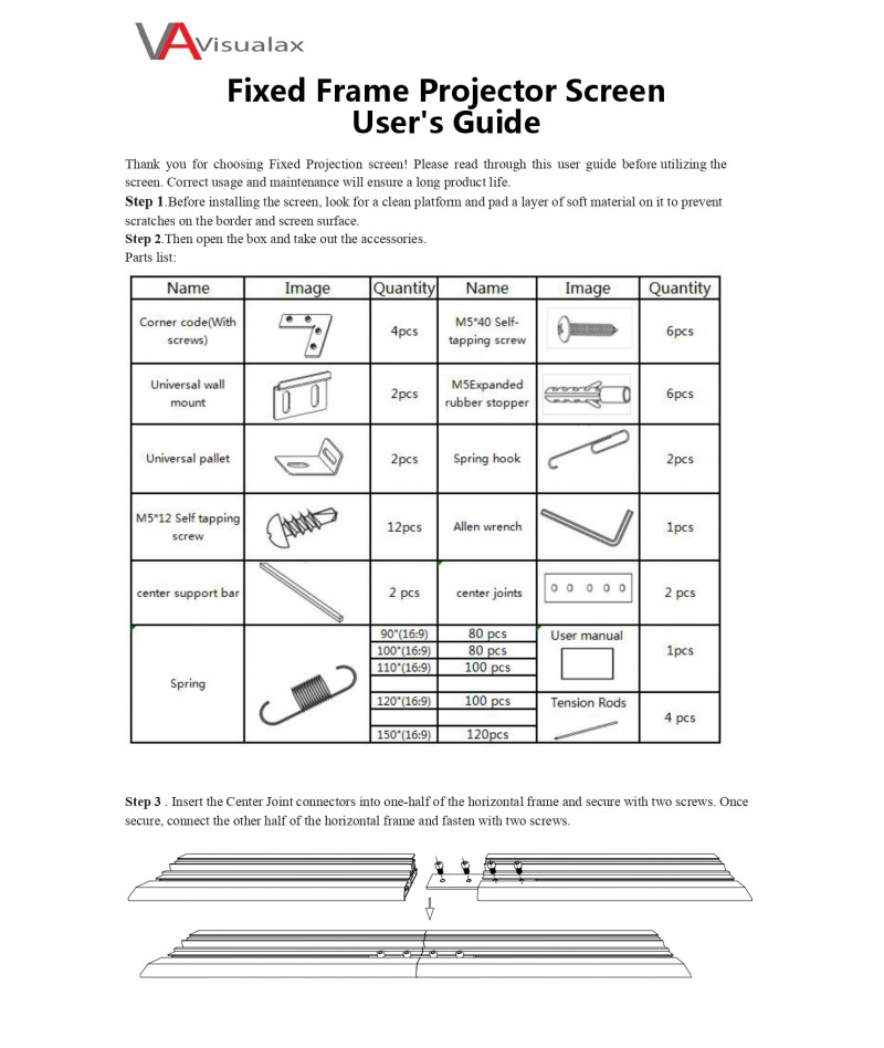 Visualax 140" Fixed Frame Zero Edge Grey Projector Screen 16:9