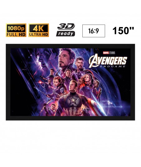 Visualax 150" Fixed Frame High Contrast Grey Projector Screen 16:9